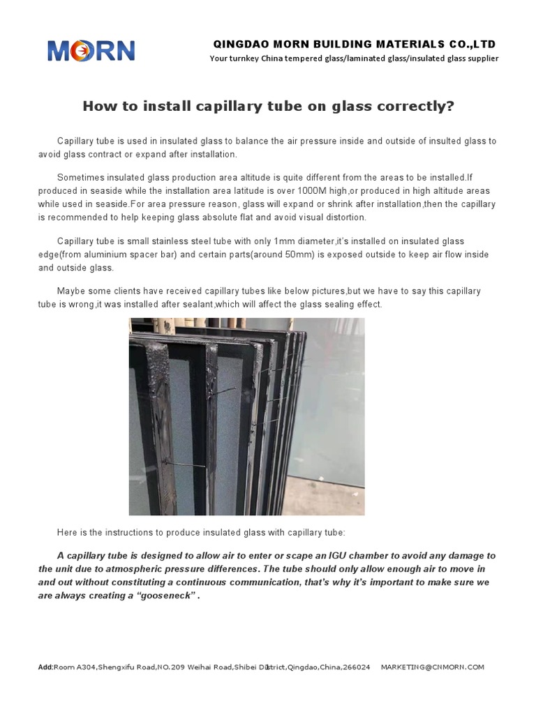 How To Install Capillary Tube On Glass Correctly | PDF | Building ...