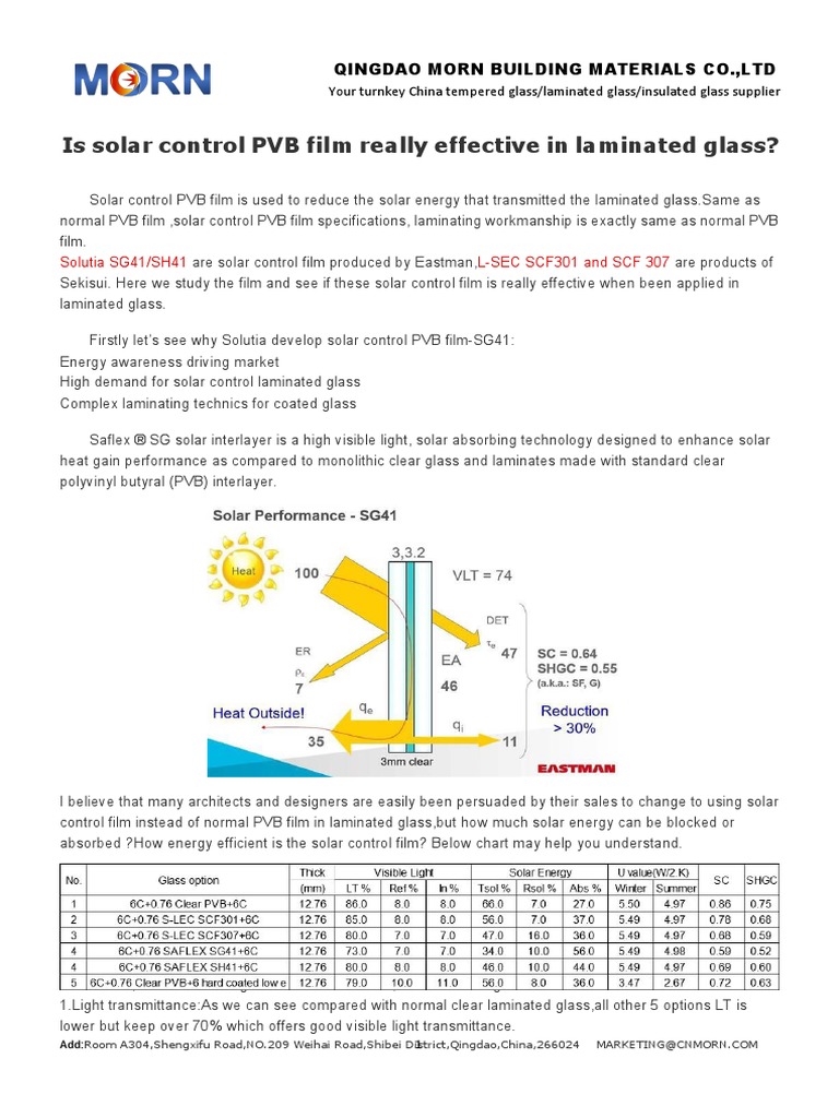 Is Solar Control PVB Film Really Effective in Laminated Glass | PDF | Building Engineering ...