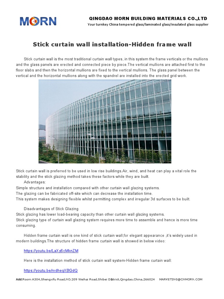 Stick Curtain Wall Installation-Hidden Frame Wall | PDF | Curtain | Wall