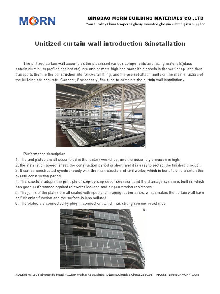 Unitized Curtain Wall Installation Guide | PDF | Wall | Building Materials