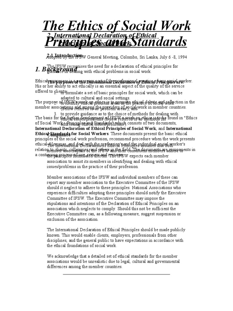 The Ethics of Social Work | Social Work | Profession