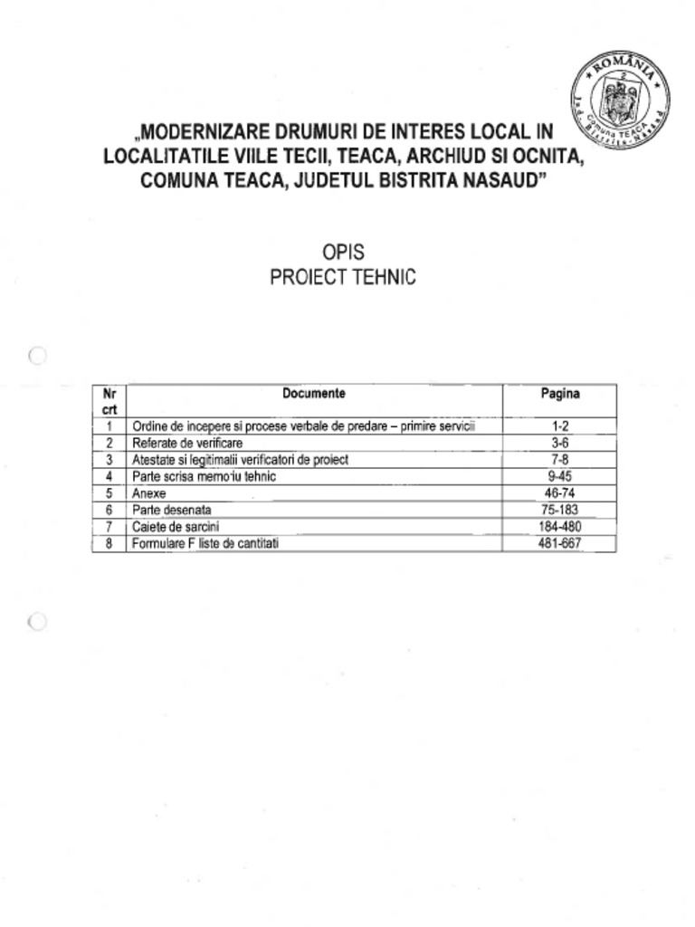 Proiect Tehnic 1 PDF | PDF
