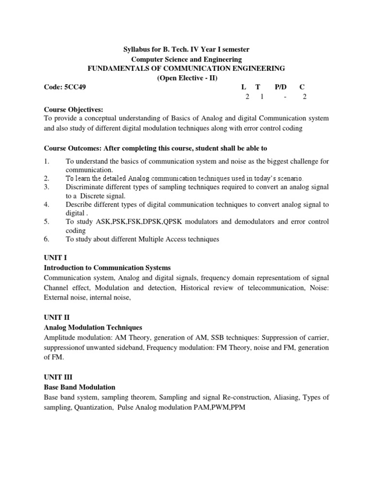 Fundamentals of Comm Course Files | PDF | Modulation | Frequency Modulation