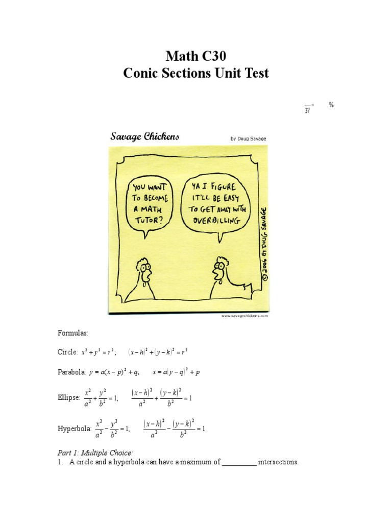 Conic Sections Unit Test Overview | PDF | Algebraic Geometry ...