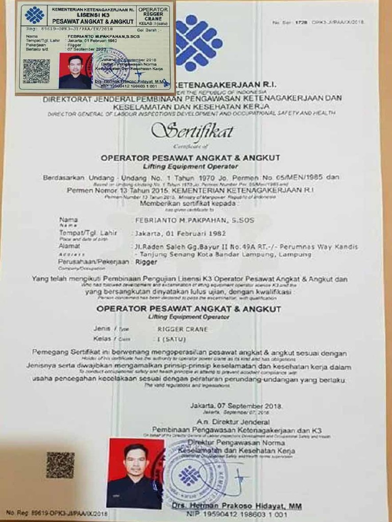 Sertifikat Rigger | PDF