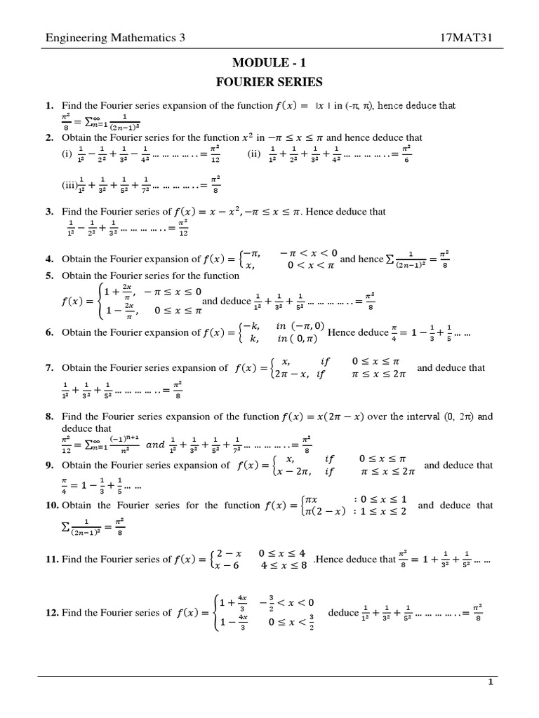 Engineering Mathematics 3 Fourier Series and Transforms | PDF ...