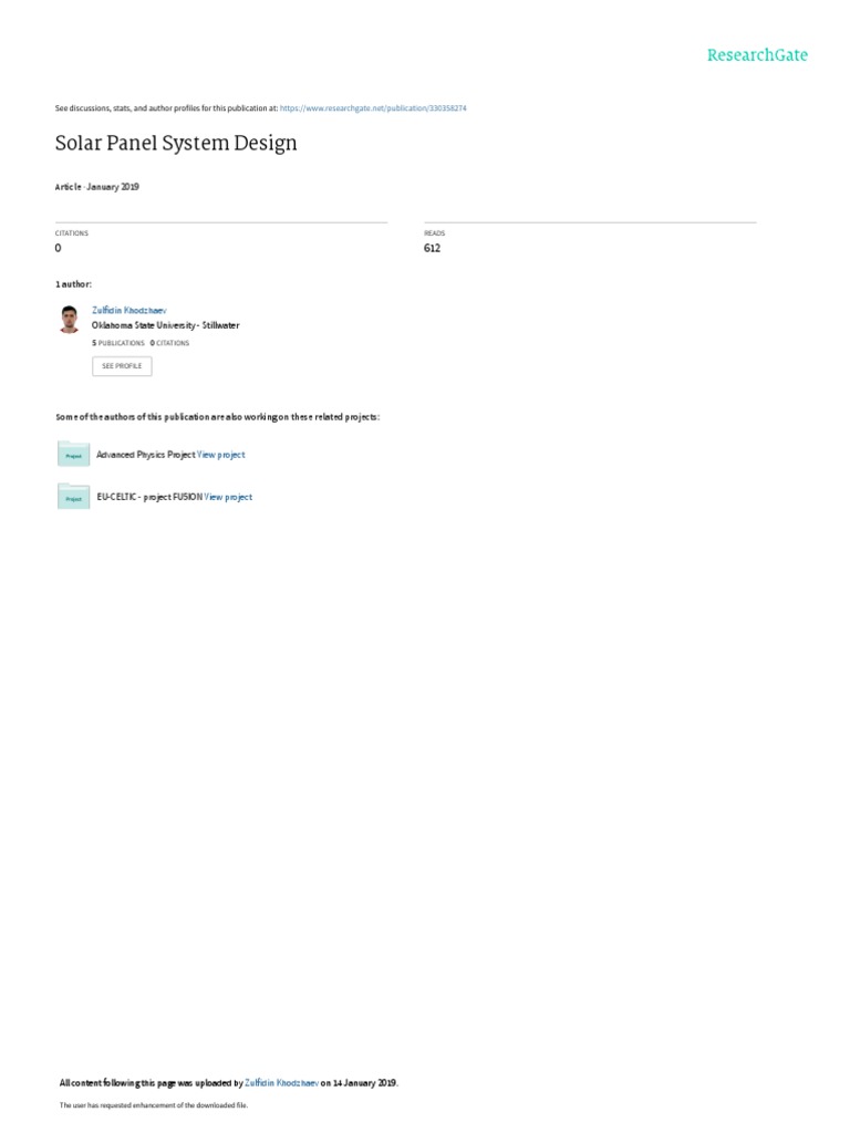 Solar Panel System Design | PDF | Solar Energy | Watt