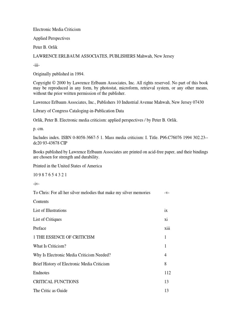 Media Criticism PDF-1 PDF | PDF | Criticism | Mass Media