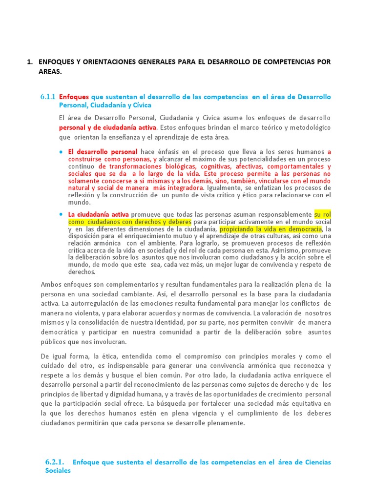 Enfoque Area CNEB | PDF | Aprendizaje | Conocimiento