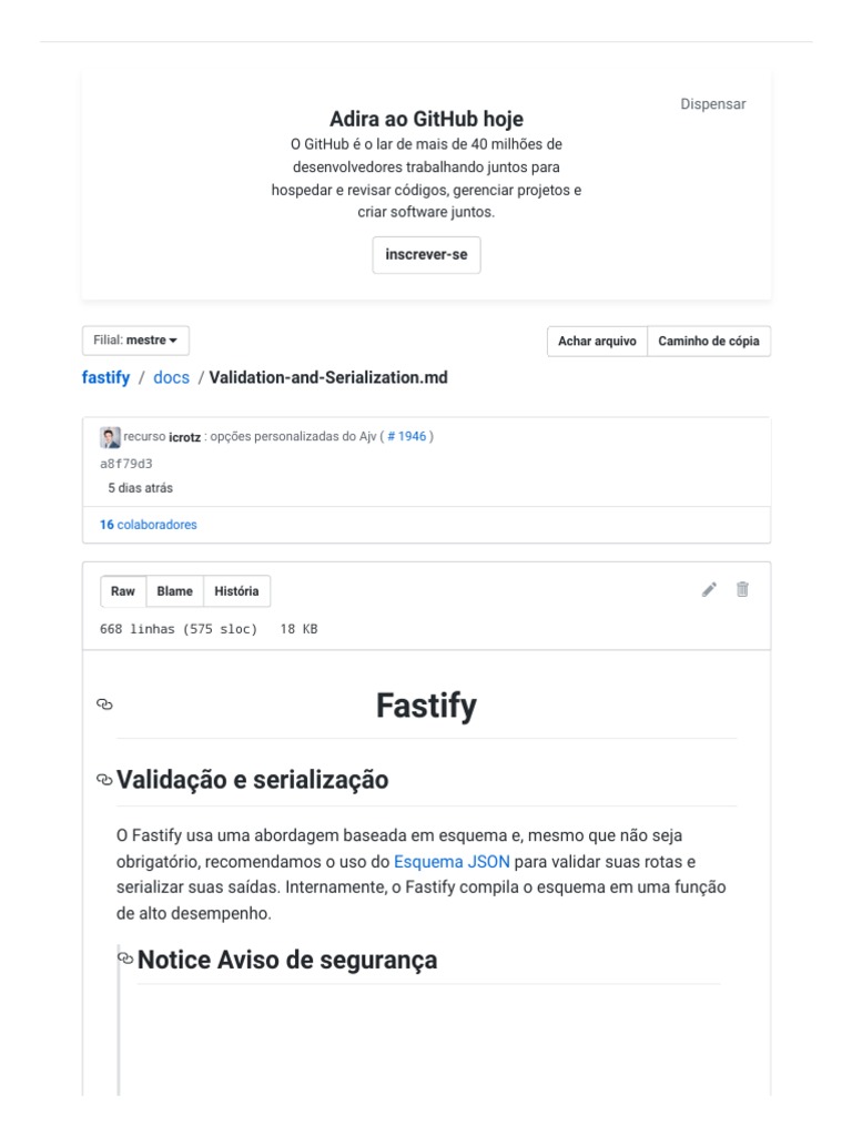 Fastify - Validation-and-Serialization - MD at Master Fastify - Fastify GitHub | PDF | Formatos ...