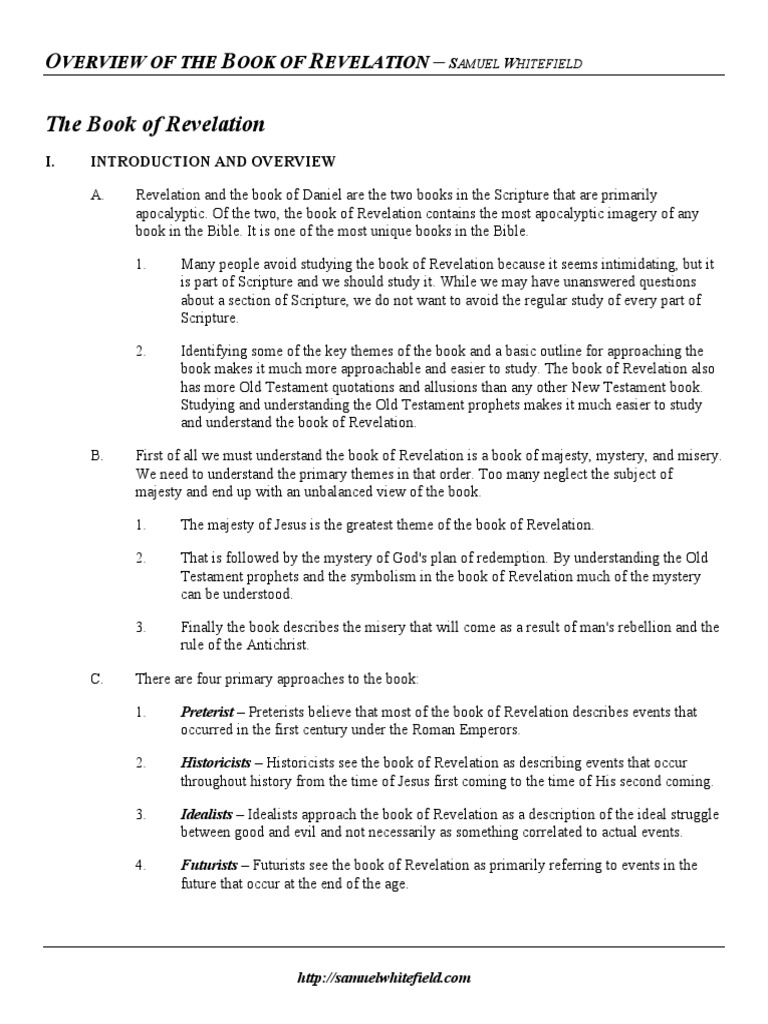 Overview of The Book of Revelation PDF | PDF | Bible Prophecy | Book Of ...