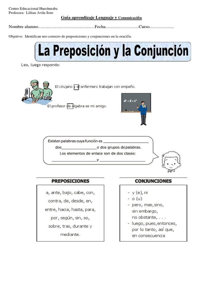 Hoja De Trabajo De Preposiciones De Quinto Grado Hojas De Trabajo