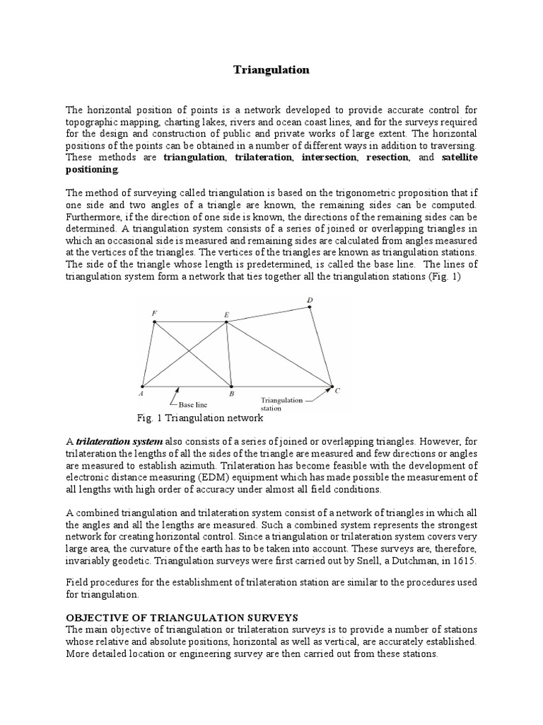 Triangulation Notes | PDF | Surveying | Triangle