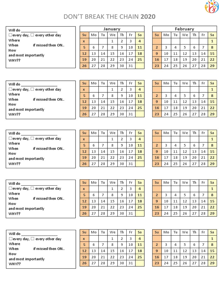 A 2020 Calendar for Tracking Daily Activities and Maintaining ...