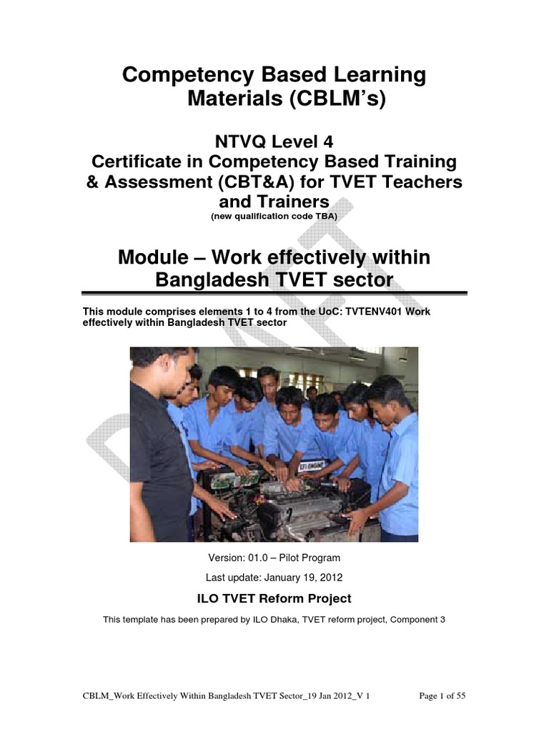 01 CBLM Work Effectively Within Banglade PDF | PDF | Vocational Education | Competence (Human ...