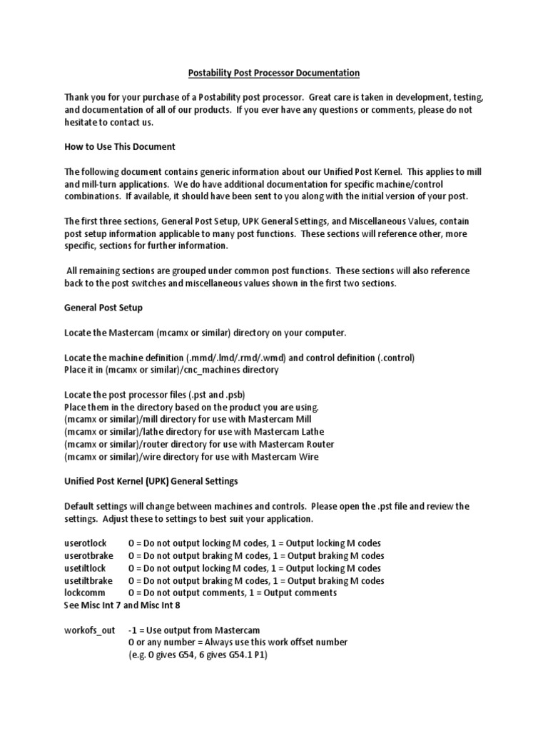 Postability Post Processor Documentation | PDF | Cartesian Coordinate ...