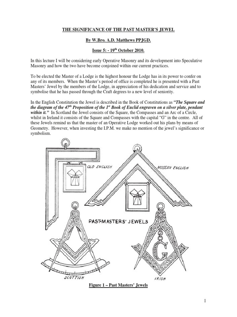 Past Master's Jewel in Masonry | PDF | Freemasonry | Teaching Mathematics