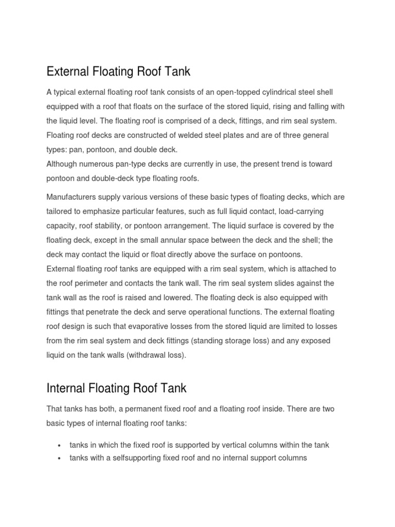 Comparing the Designs and Components of External Floating Roof Tanks ...