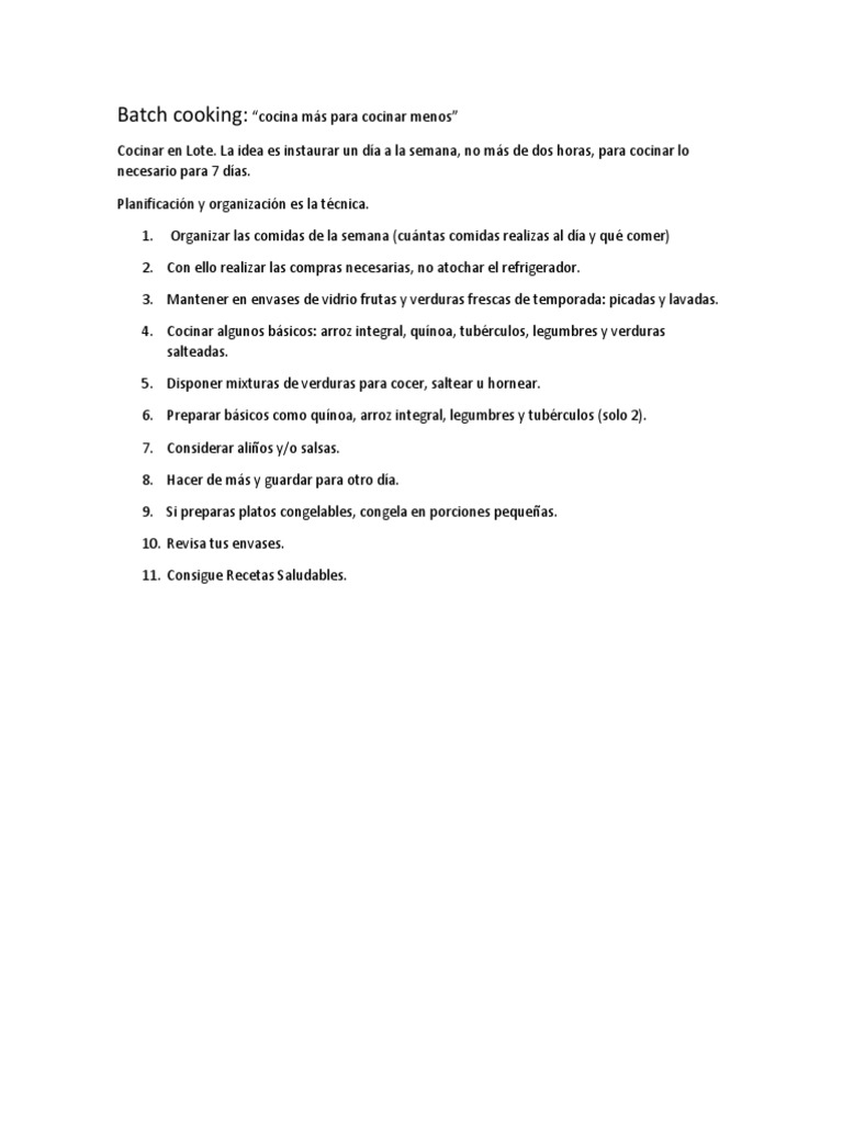 Batch Cooking | PDF