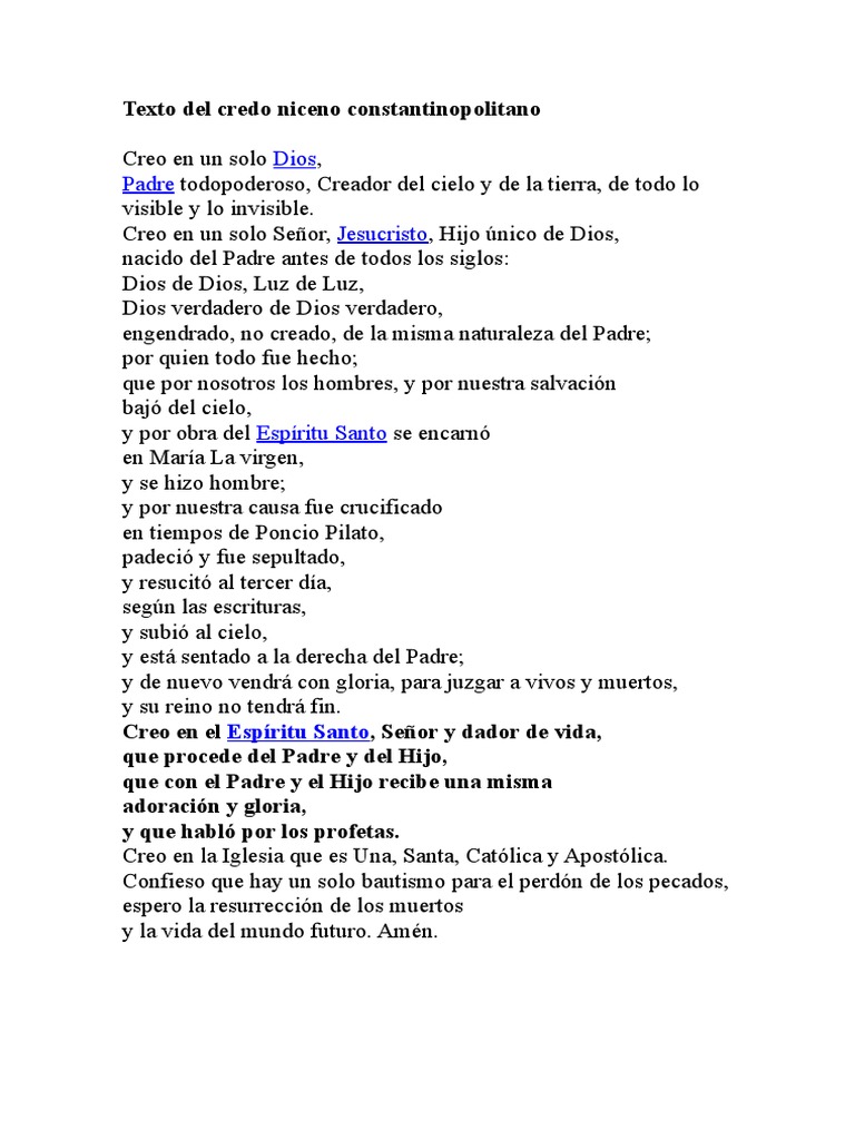 Texto Del Credo Niceno Constantinopolitano | PDF