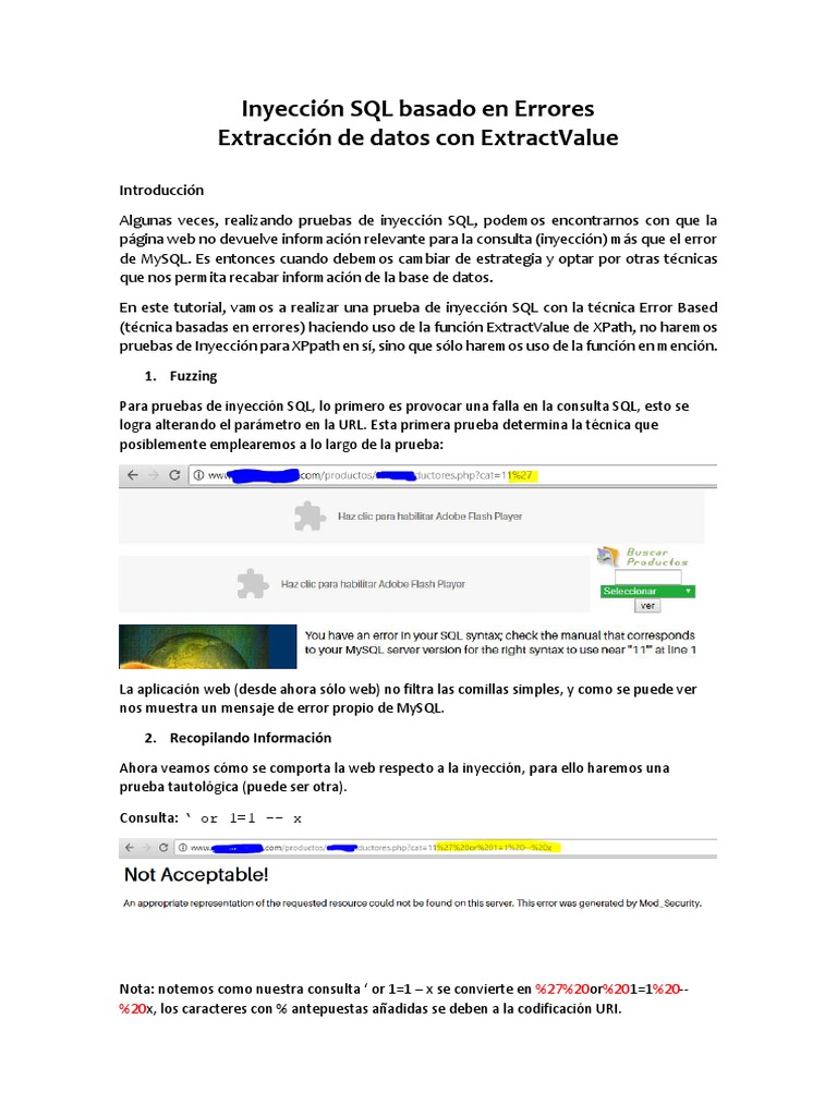Inyección SQL Basado en Errores | PDF | SQL | Gestión de datos