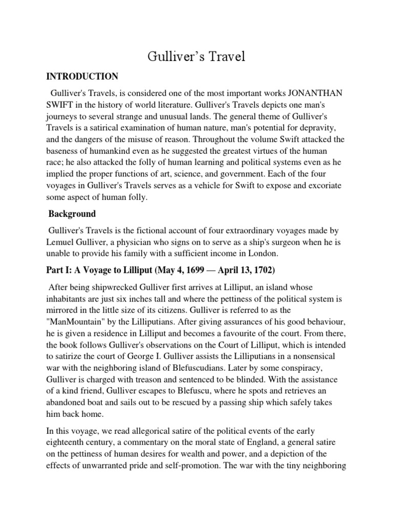 CRITICAL Analysis On GULLIVERS TRAVELS | PDF | Gulliver's Travels