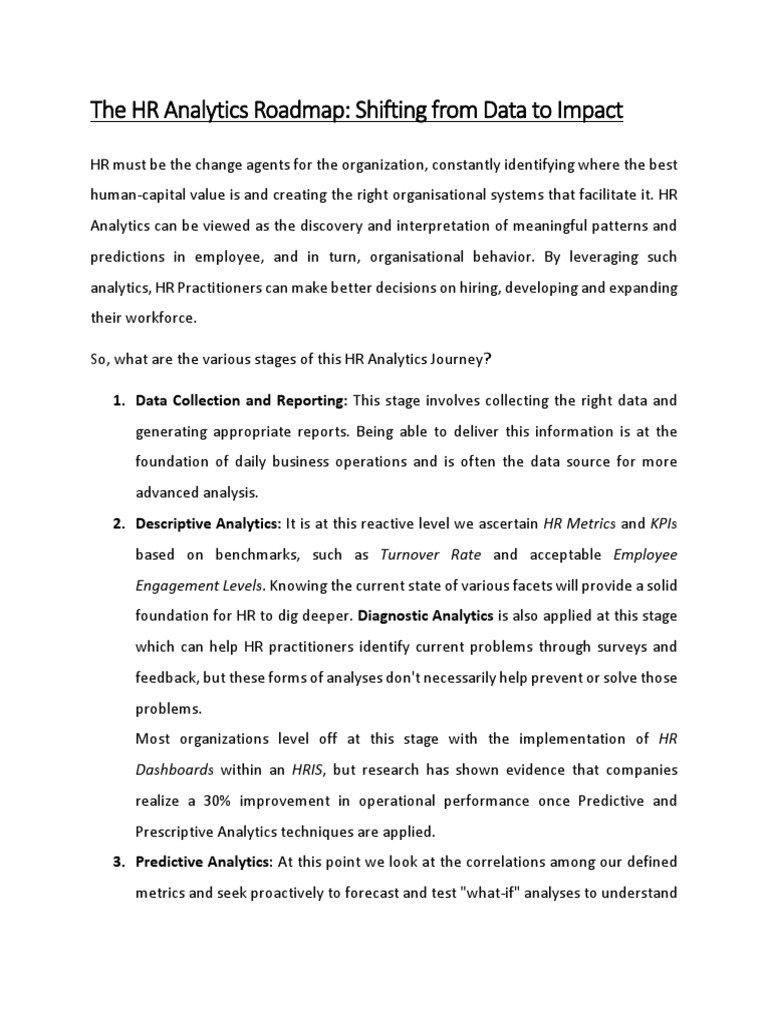 The HR Analytics Roadmap | PDF | Predictive Analytics | Analytics