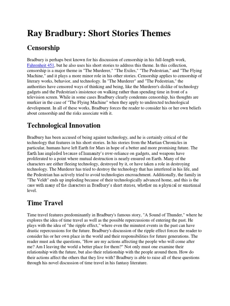 Bradbury's Short Stories Theme | PDF | Ray Bradbury | Mars