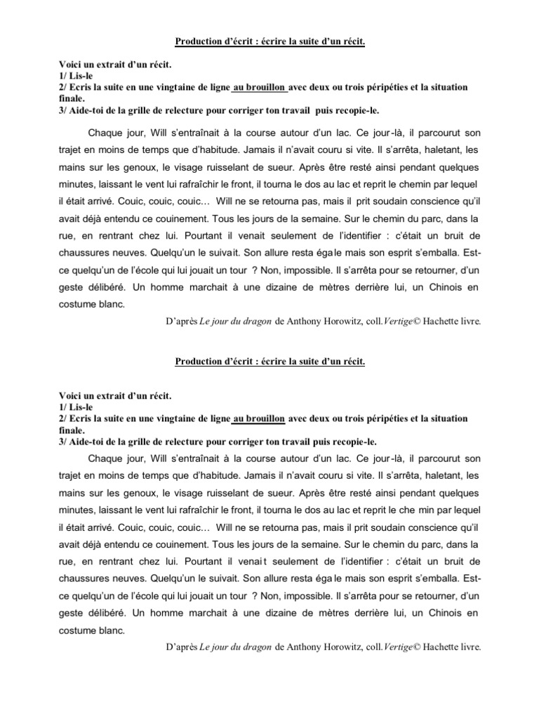 Ecrire La Suite D Un Recit | PDF | Loisirs | Des sports