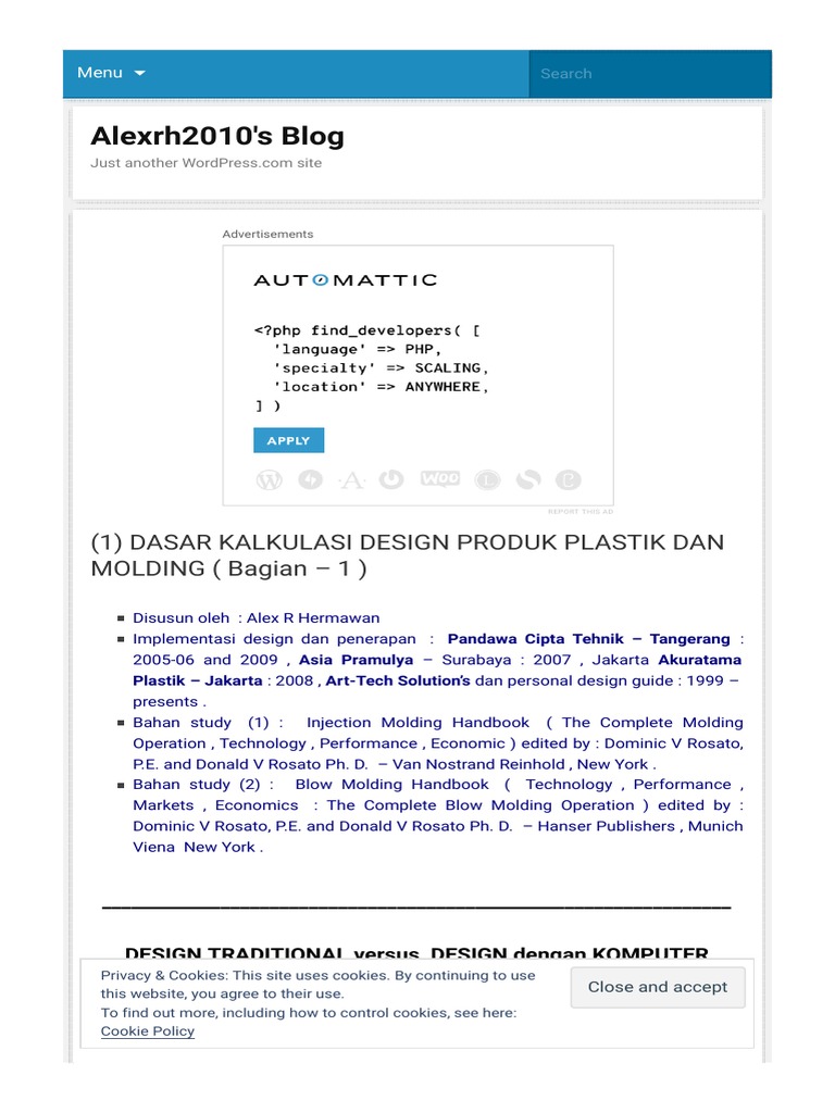 DASAR KALKULASI DESIGN PRODUK PLASTIK DAN MOLDING (Bagian - 1 ...