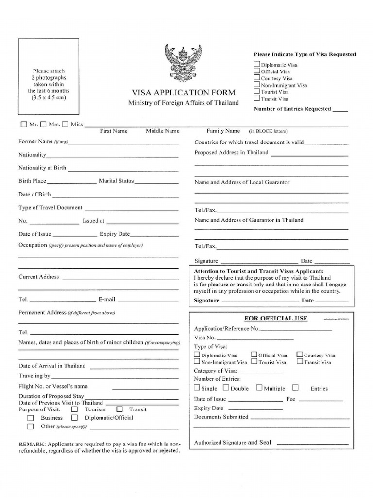 Thai Visa Form | PDF
