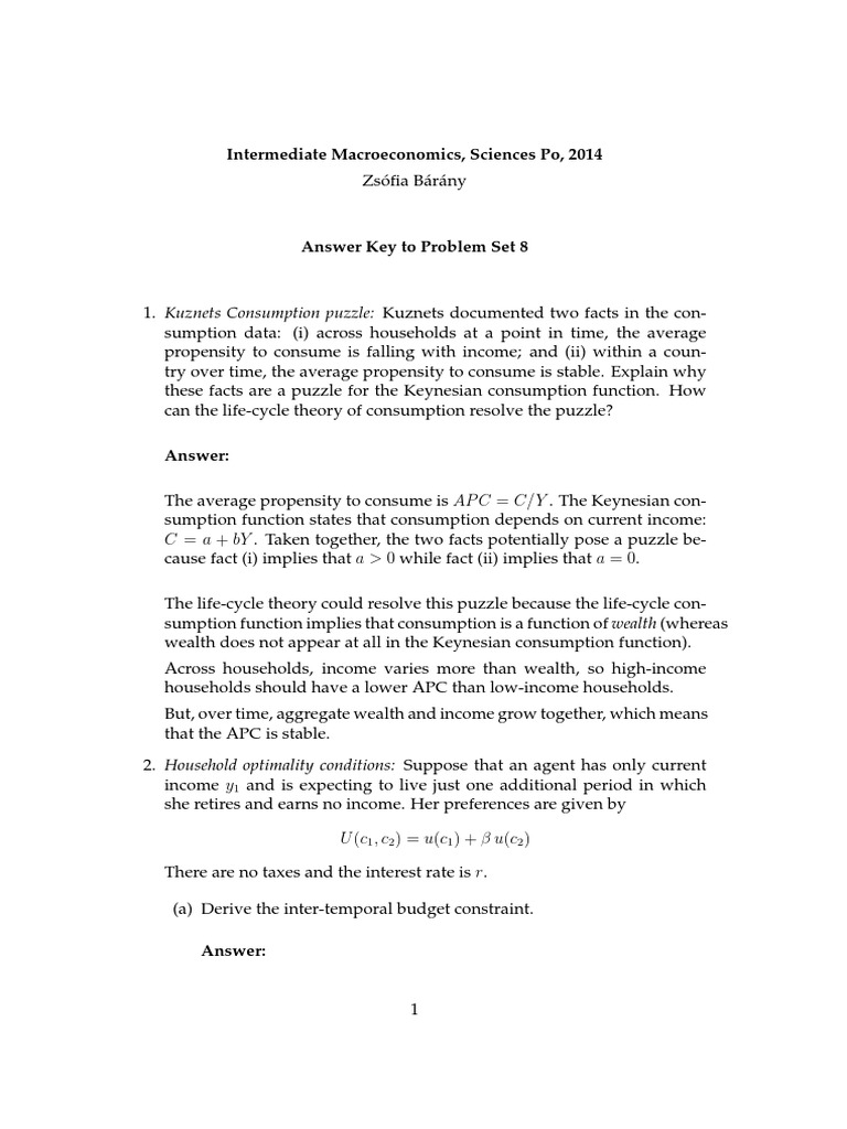 Problem Set 8 Answers Pdf Pdf Interest Utility