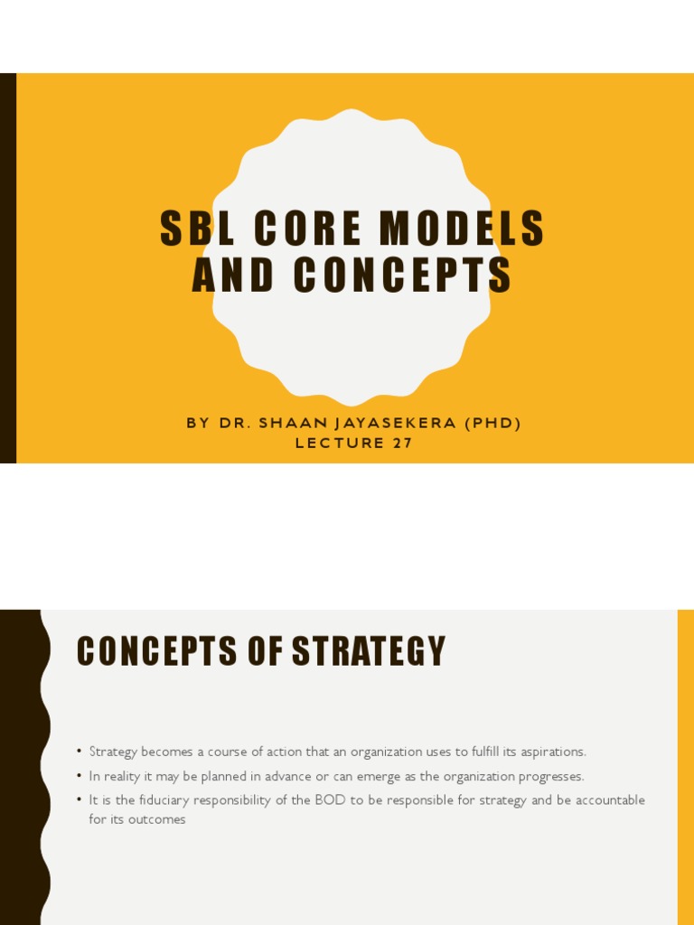 SBL Models and Concepts India | PDF | Resource | Strategic Management