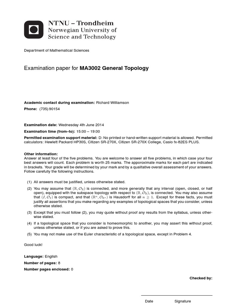 Exam | PDF | General Topology | Topology