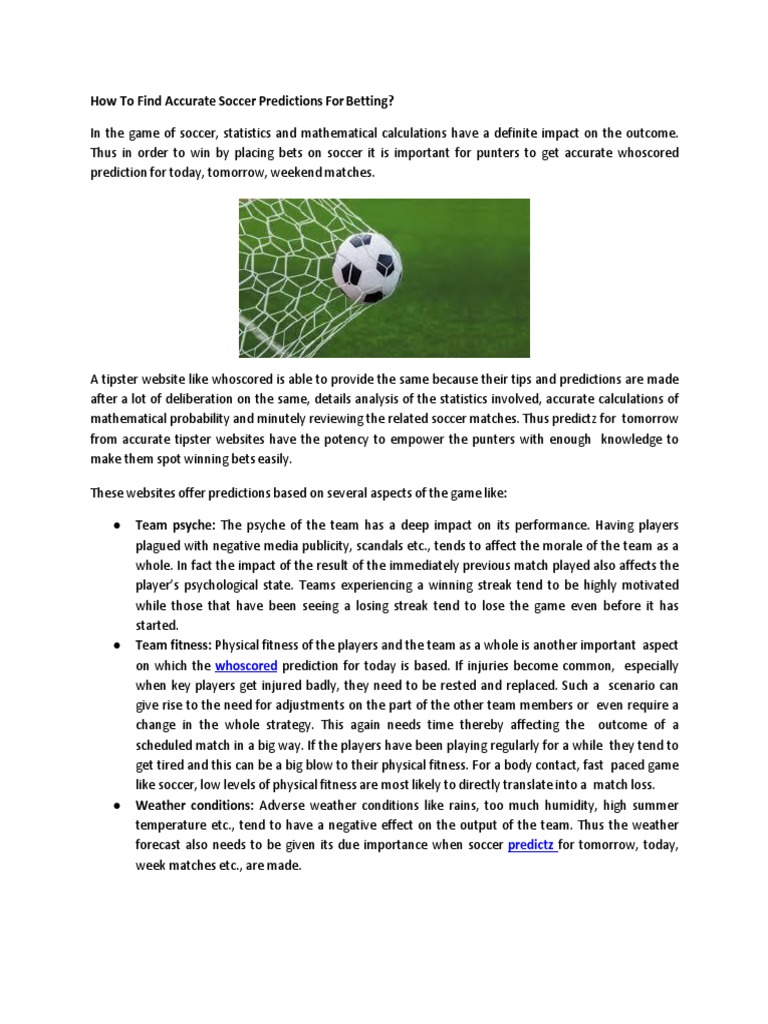 How To Find Accurate Soccer Predictions For Betting | PDF | Prediction ...