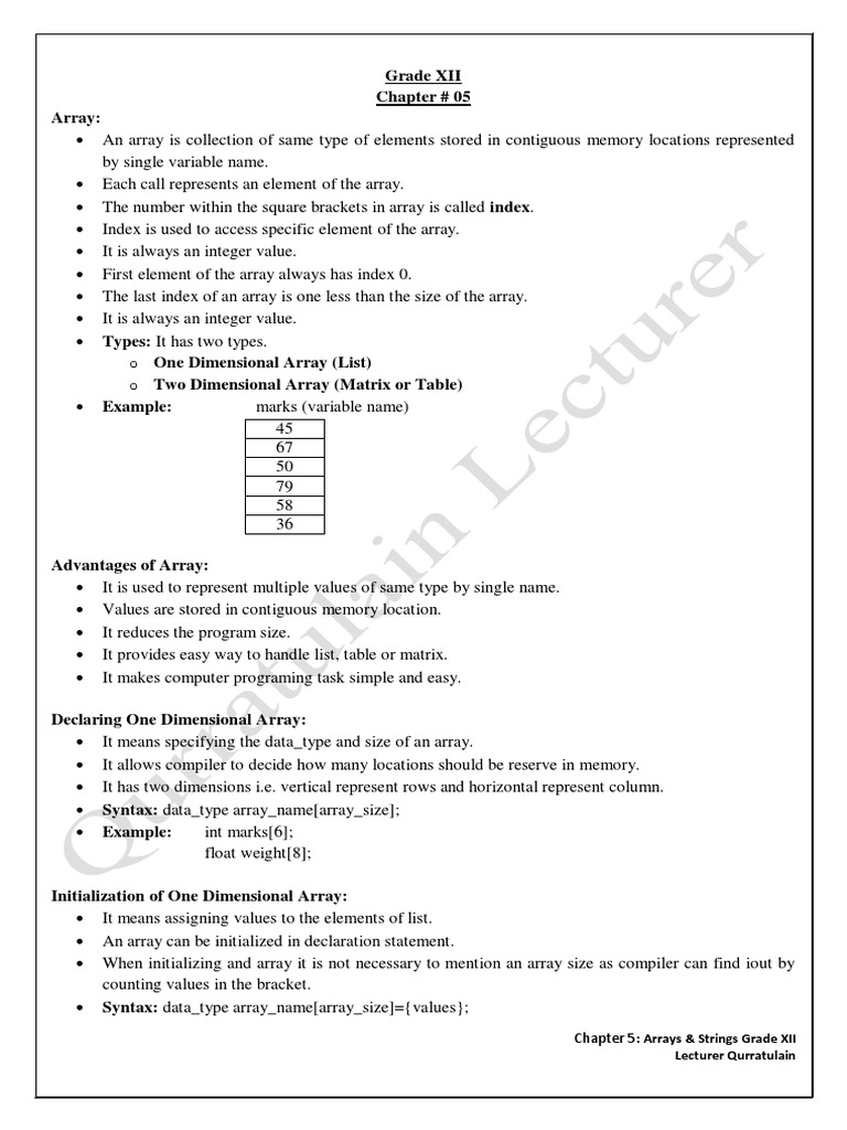 Chapter 5 Array & Strings PDF | PDF | Array Data Structure | String (Computer Science)