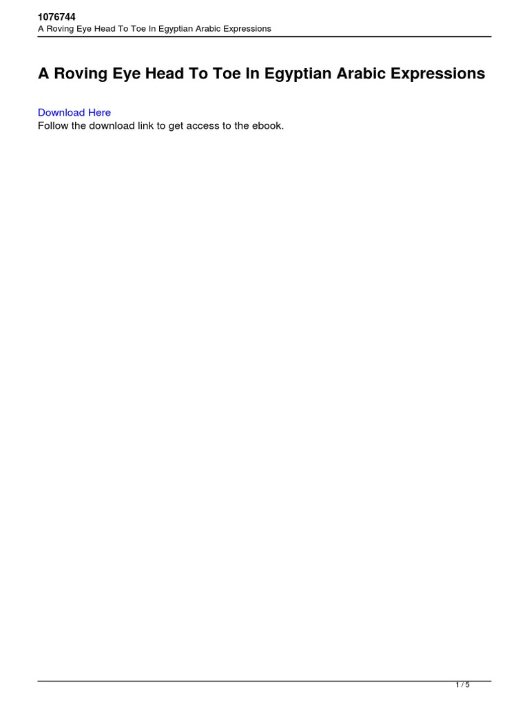 A Roving Eye Head To Toe in Egyptian Arabic Expressions - 2 | PDF