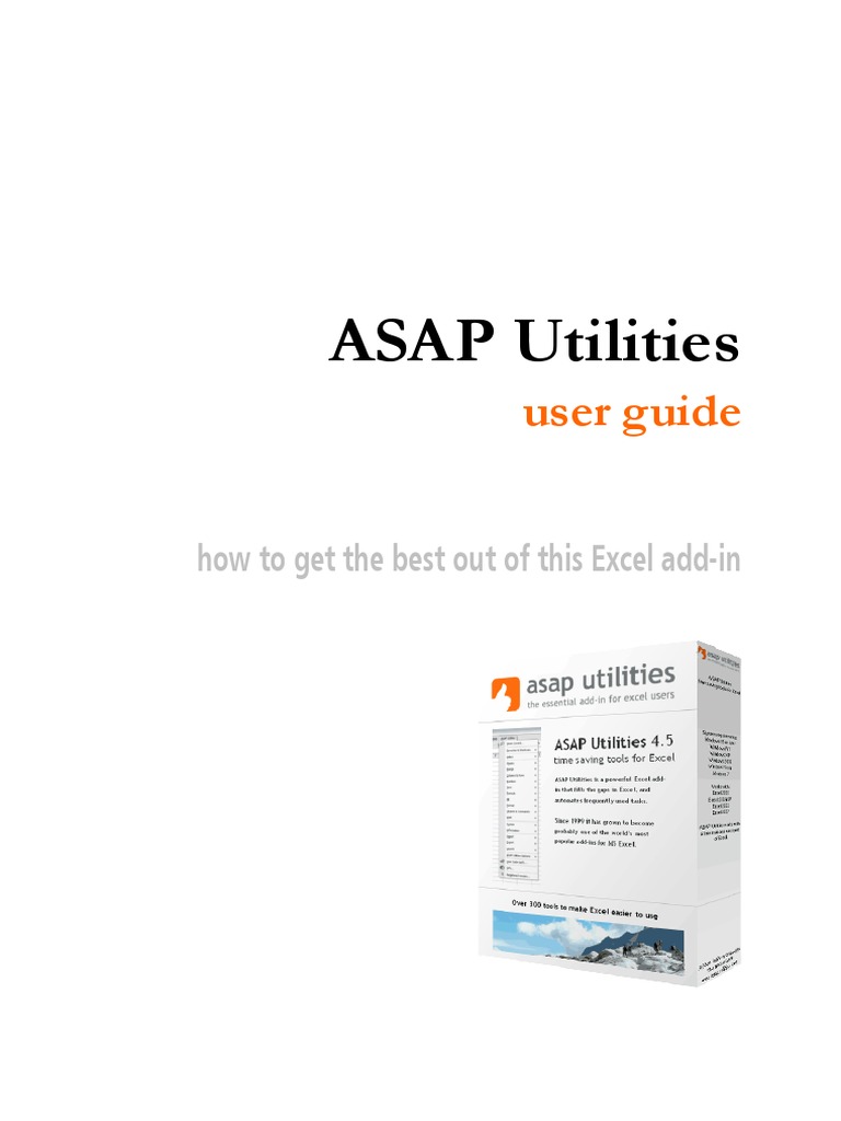 ASAP Utilities User Guide | PDF | Windows Registry | Microsoft Excel