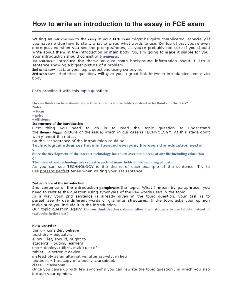 Fce Essay Introduction | PDF | Textbook | Question