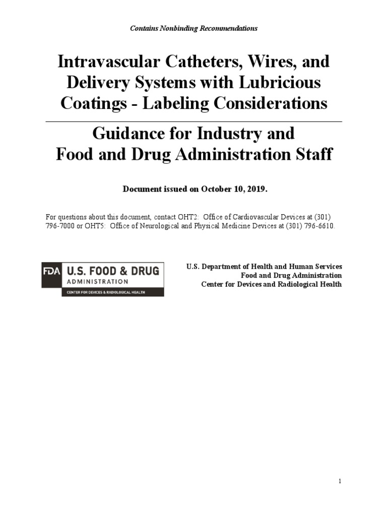 Intravascular Devices: Lubricious Coating Guidance | PDF | Percutaneous ...