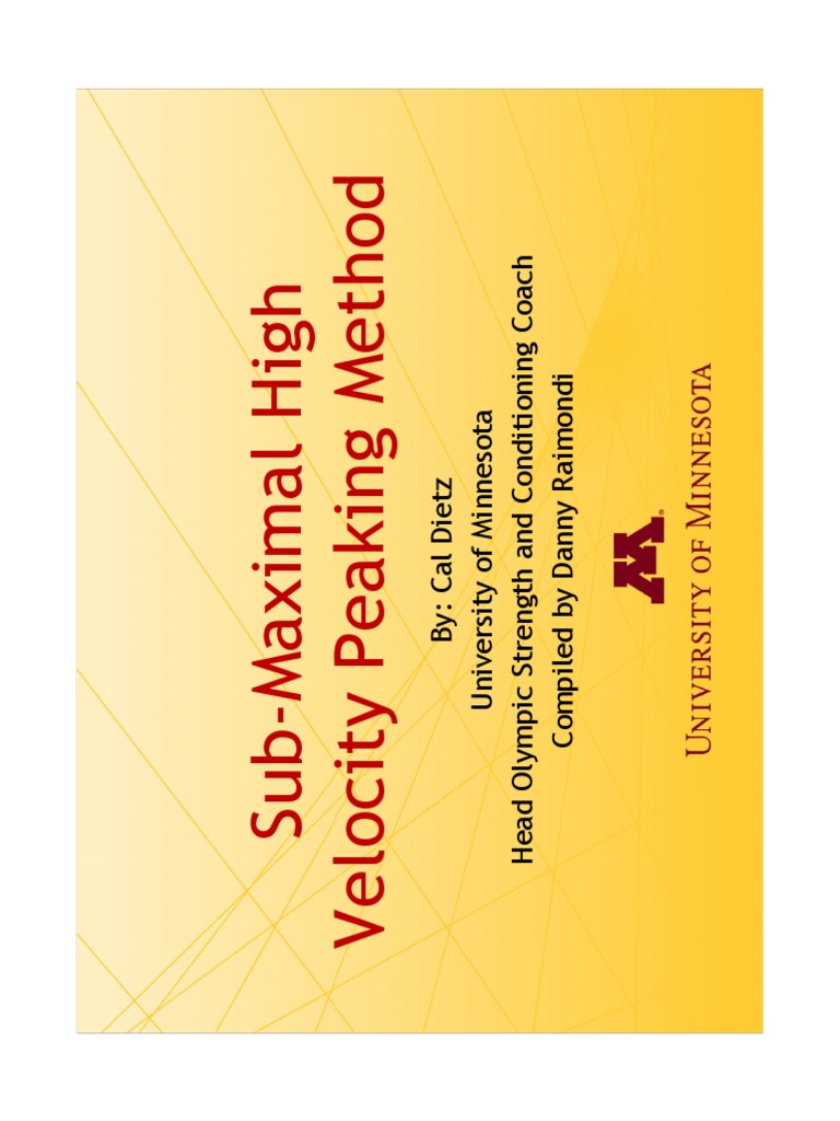 Sub Maximal High Velocity Peaking Presentation PDF | PDF | Hobbies | Sports