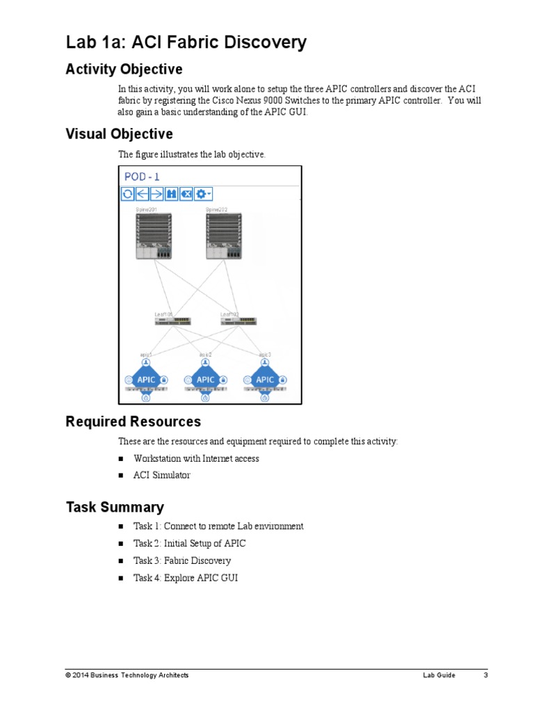 Lab 1a ACI Fabric Discovery v3.5 | PDF | Graphical User Interfaces ...