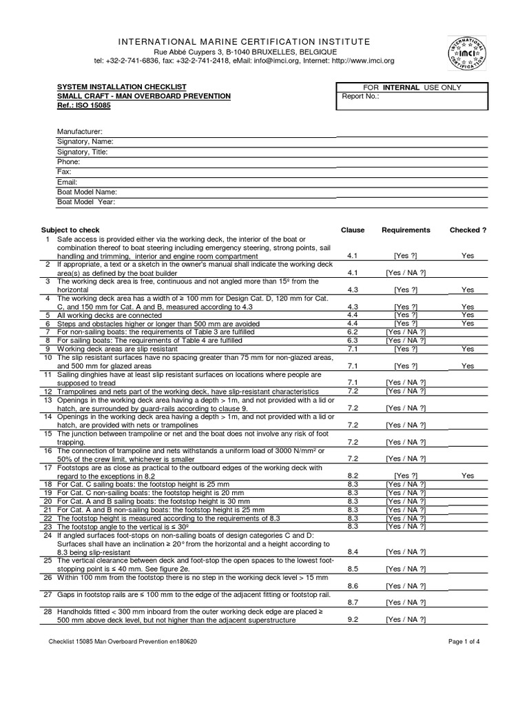 Checklist 15085 Man Overboard PR | PDF | Ladder | Ships