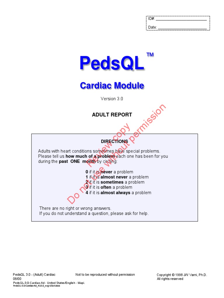 Pedsql Module Cardio | PDF | Anxiety | Clinical Psychology