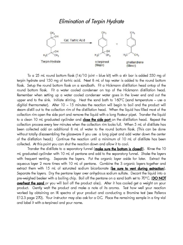 Elimination Terpin Hydrate PDF | PDF | Distillation | Liquids