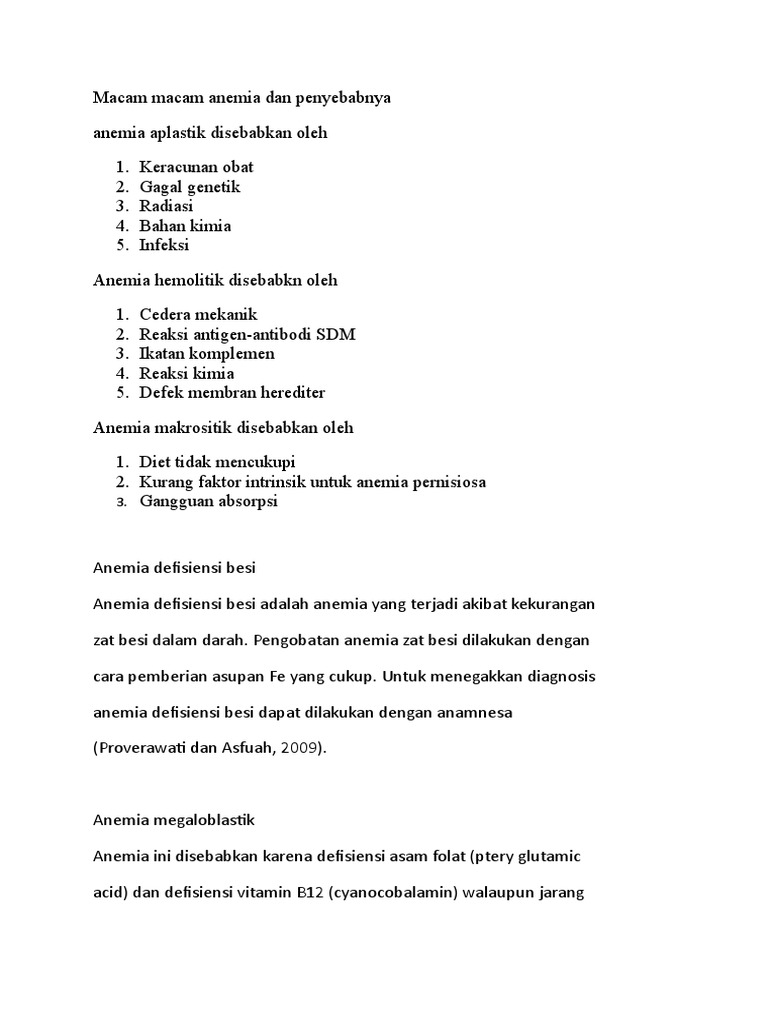 Macam Macam Anemia Dan Penyebabnya | PDF | Kesehatan Holistik | Sains ...