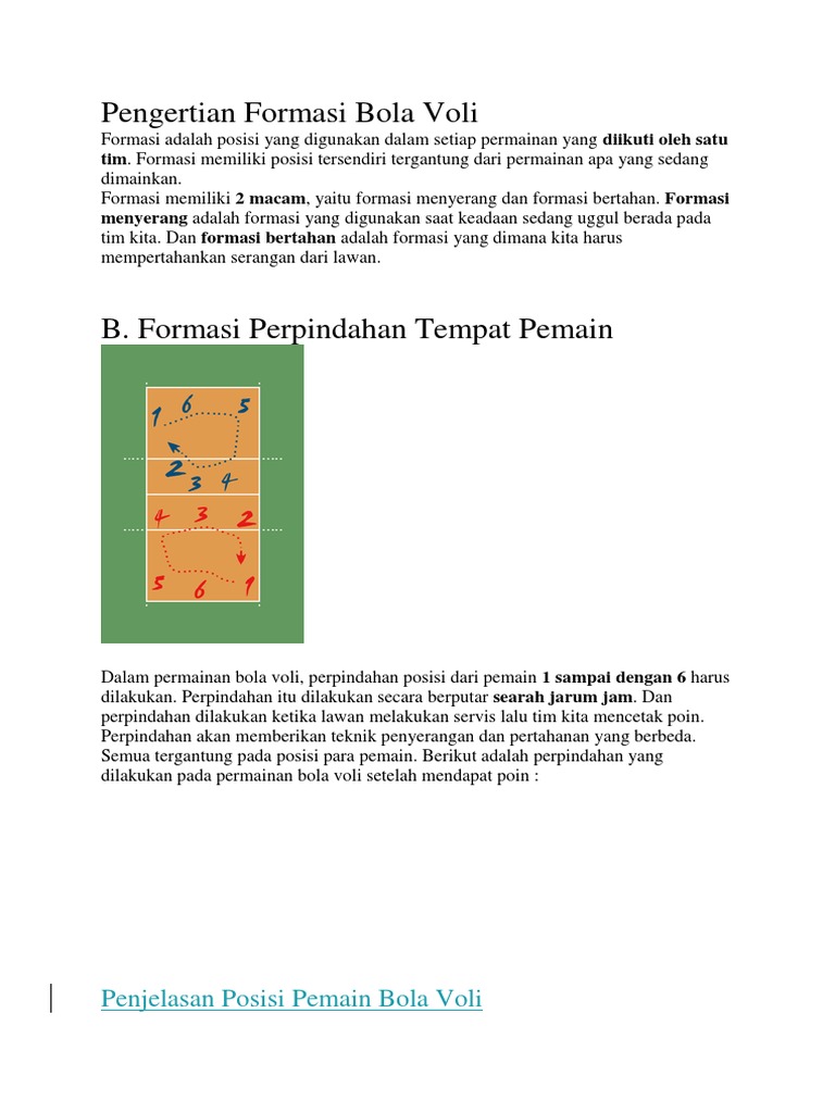 Pengertian Formasi Bola Voli | PDF