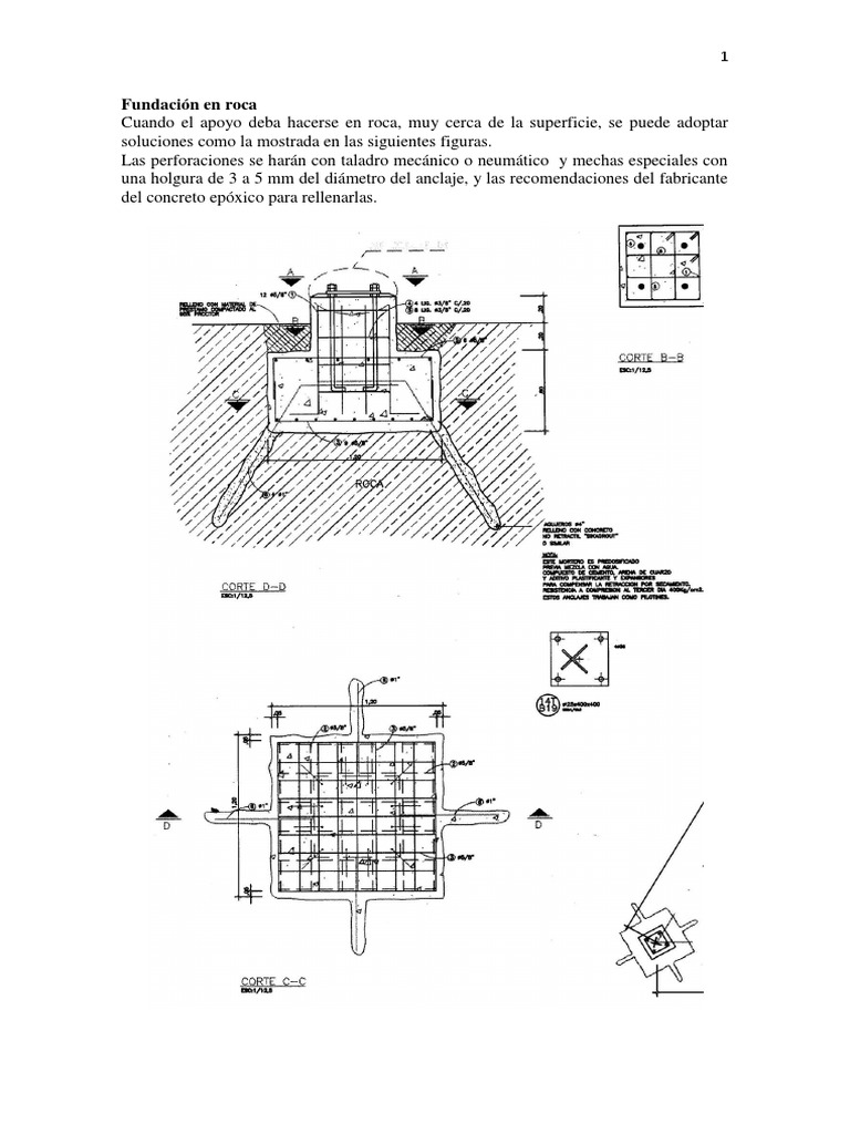 Ejemplo Diseno de Fundacion en Roca | PDF