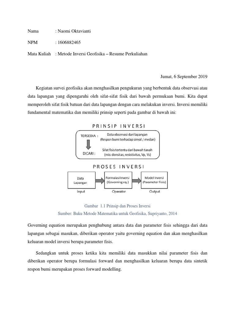 Prinsip Dasar Inversi (Geofisika) | PDF