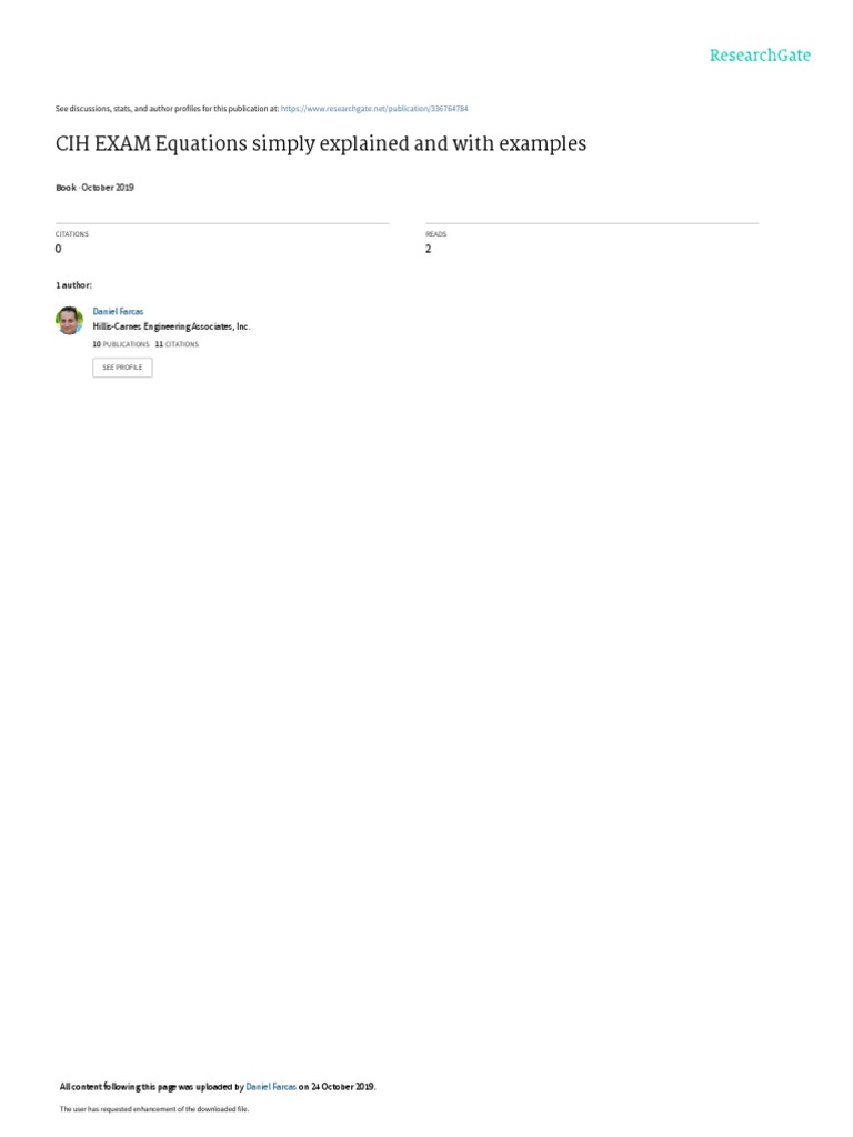 CIH EXAM Equations Simply Explained and With Examples PDF | PDF ...